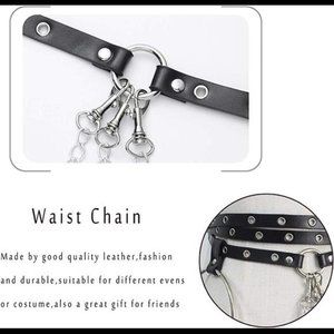 Accessories | Punk Waist Belt Chain Leather Black Belly Chains Layered ...